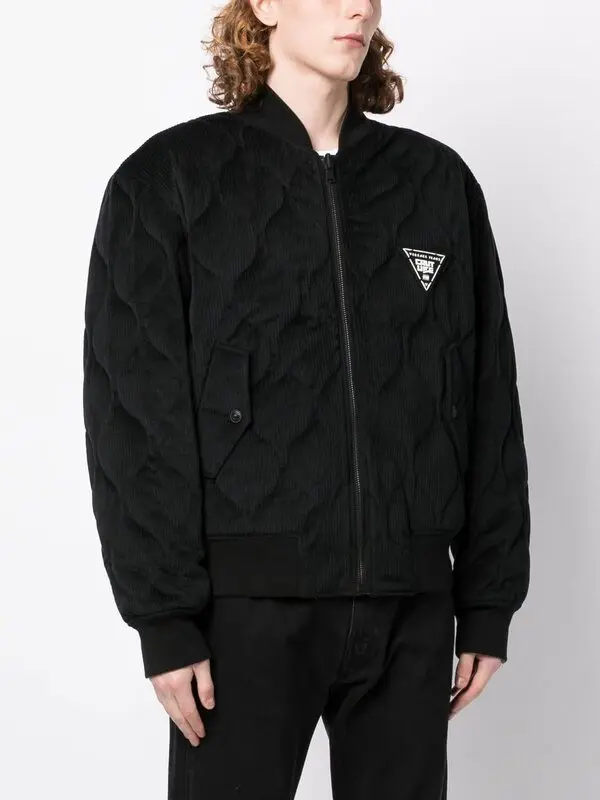 Versace Logo-patch Quilted Bomber Jacket