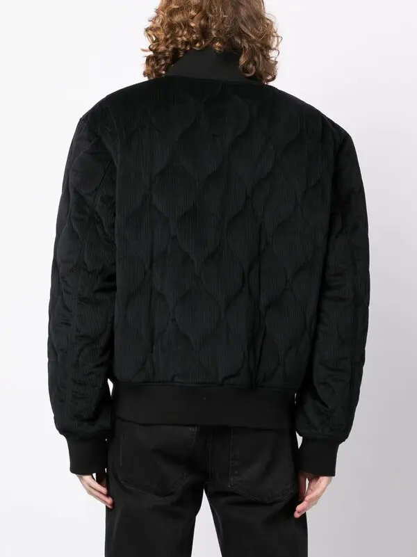 Versace Logo-patch Quilted Bomber Jacket