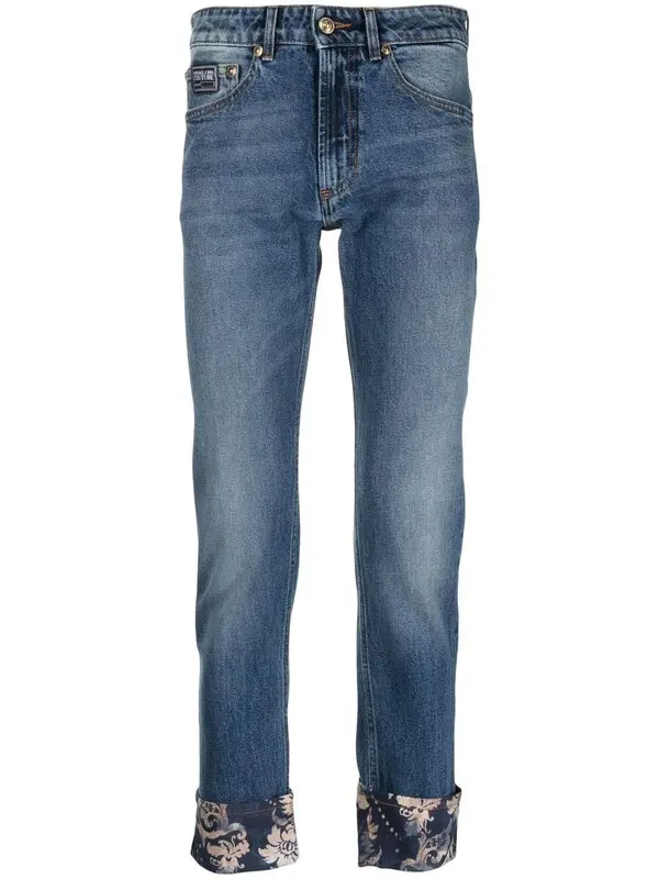 Versace Floral-print Cropped Jeans