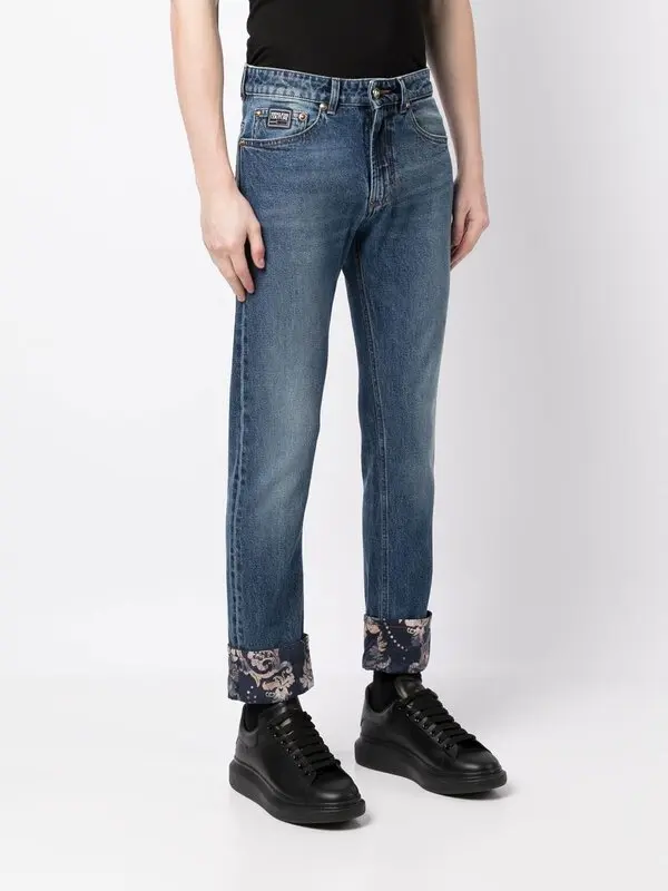 Versace Floral-print Cropped Jeans
