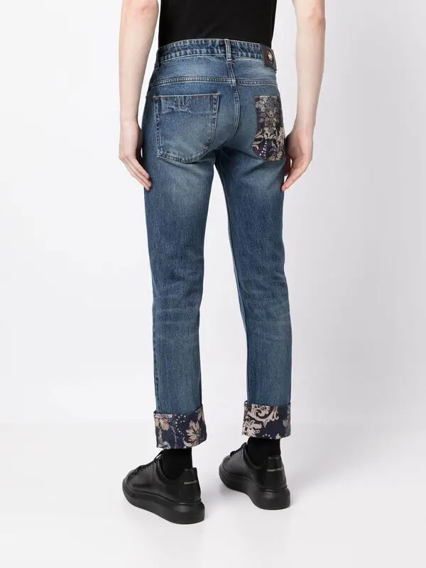 Versace Floral-print Cropped Jeans