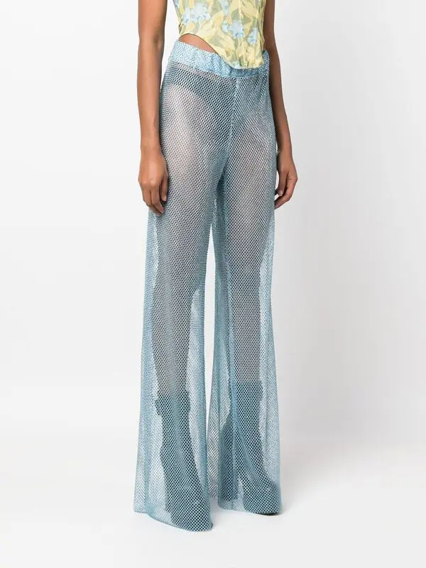 Khrisjoy Crystal-embellished Mesh Wide Leg Trousers