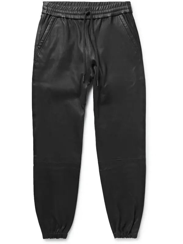 John Elliott La Tapered Leather Sweatpants L