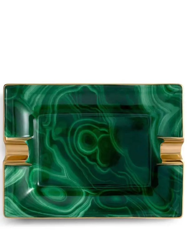 L'Objet Malachite Porcelain Ashtray - Green
