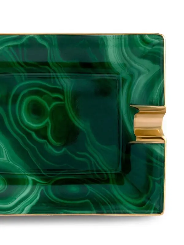 L'Objet Malachite Porcelain Ashtray