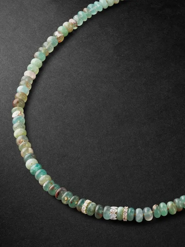 SYDNEY EVAN Gold, Aquamarine, And Diamond Beaded Necklace - Blue