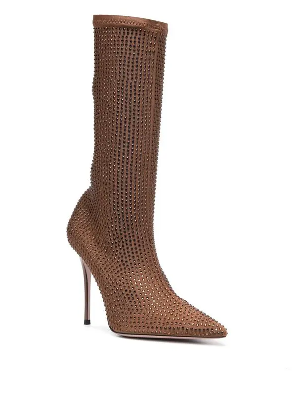 GEDEBE Logan 115mm Crystal-embellished Boots - Brown