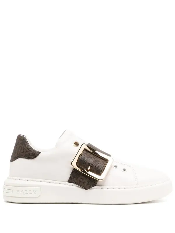 Bally Monogram Buckled Leather Sneakers