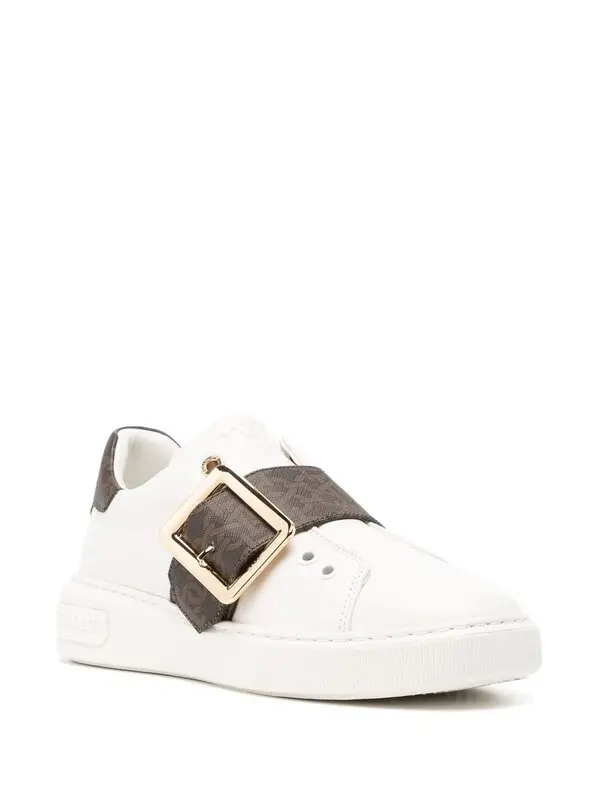 Bally Monogram Buckled Leather Sneakers