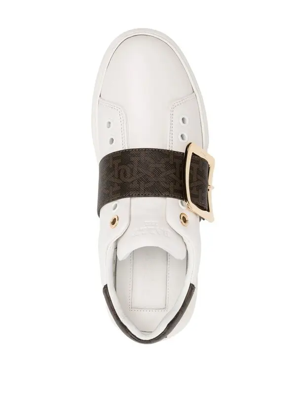 Bally Monogram Buckled Leather Sneakers