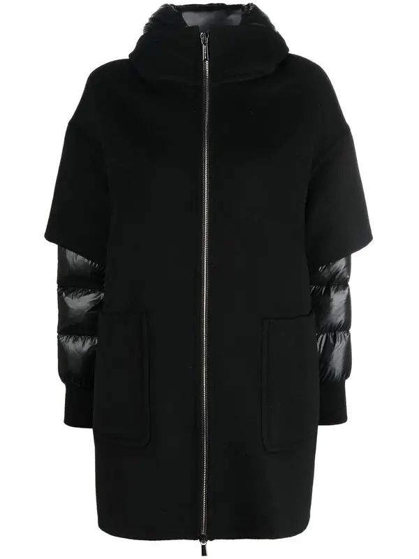 MOORER Layered Puffer Coat - Black