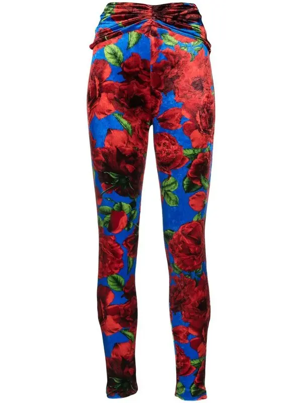 Magda Butrym Rose-print Velvet Leggings