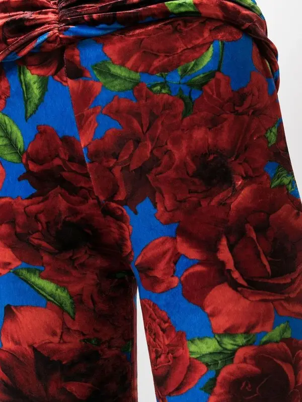 Magda Butrym Rose-print Velvet Leggings
