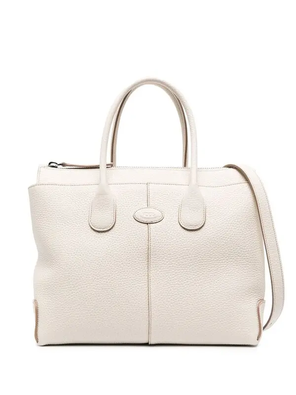 TOD'S Pebbled Leather Tote - White