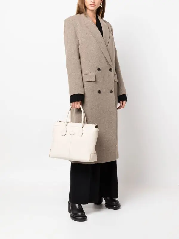 TOD'S Pebbled Leather Tote - White