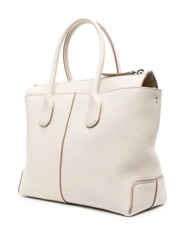 TOD'S Pebbled Leather Tote - White