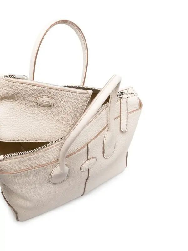 TOD'S Pebbled Leather Tote - White