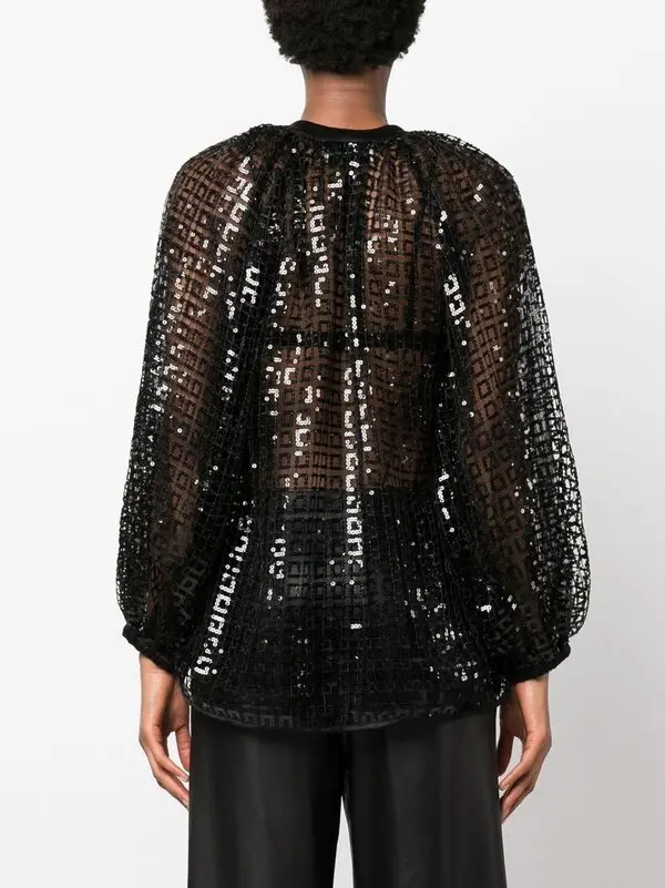 PHAEONIA Sequin-embellished Long-sleeve Blouse