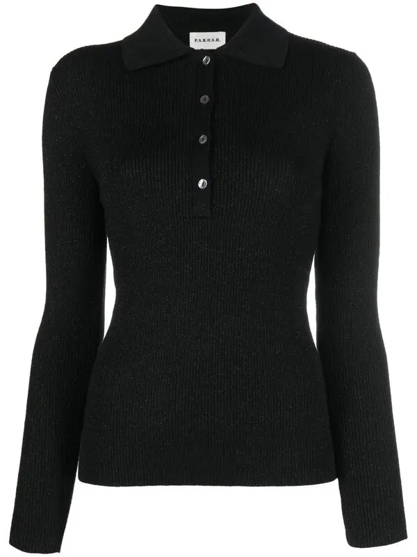 P.a.r.o.s.h Ribbed-knit Wool Polo Hirt