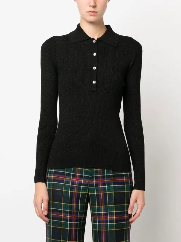 P.a.r.o.s.h Ribbed-knit Wool Polo Hirt