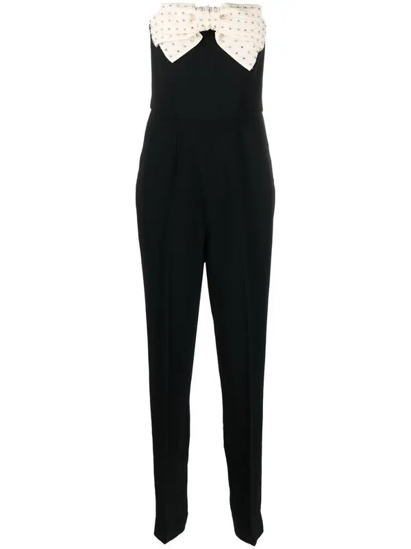 Saloni Bow-detail Jumpsuit - Black
