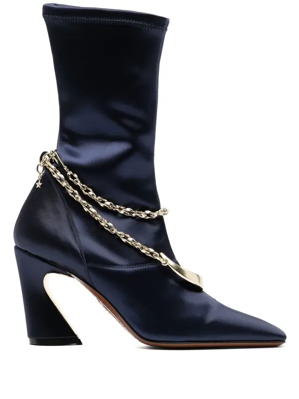 Zimmermann Crescent Stretch 80mm Satin Boots - Blue