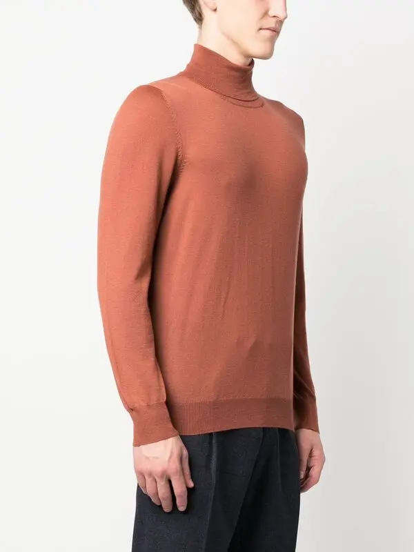 LARDINI Roll Neck Wool Top - Red