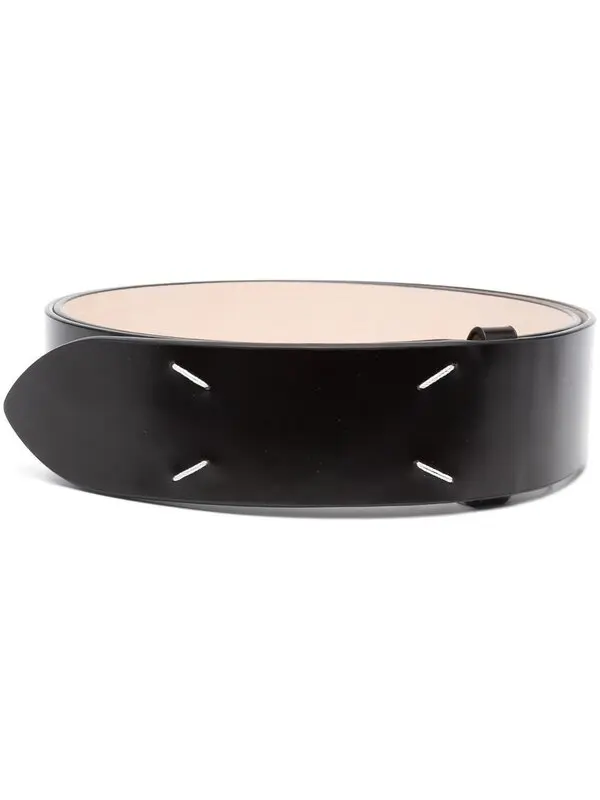 MAISON MARGIELA Four-stitch Leather Belt - Black