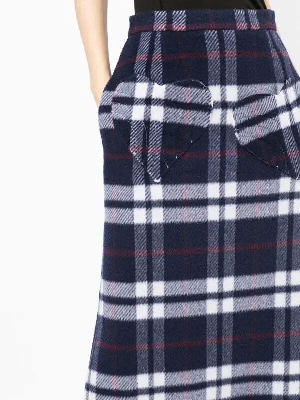 Natasha Zinko Checked Wool Midi Skirt