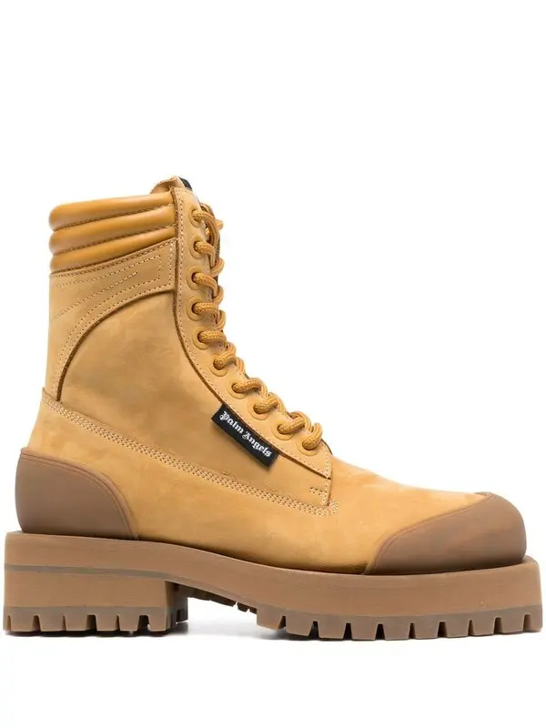 Palm Angels Square-toe Combat Boots - Yellow
