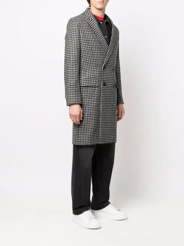 Ami Houndstooth Double-breasted Overcoat