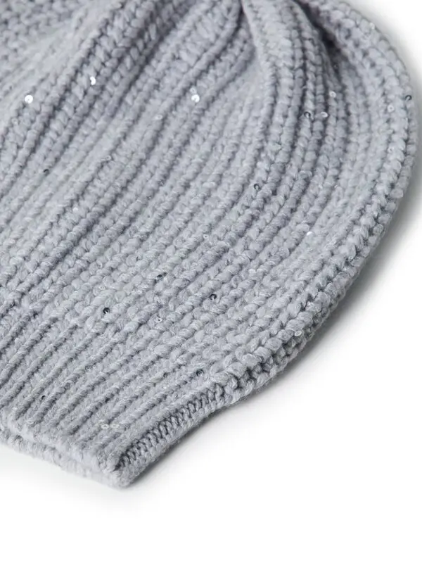 Brunello Cucinelli Ribbed-knit Beanie - Grey