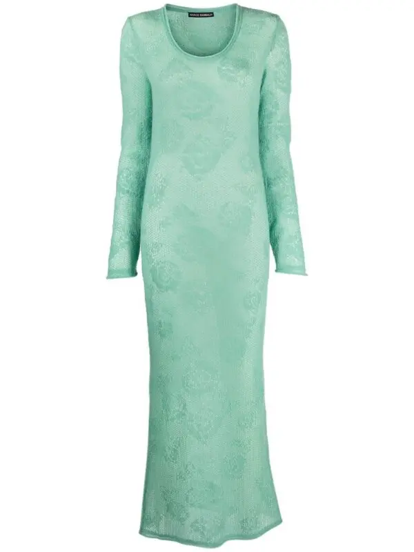 MARCO RAMBALDI Rose-appliqué Knitted Maxi Dress