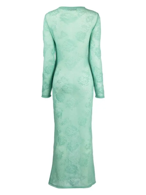 MARCO RAMBALDI Rose-appliqué Knitted Maxi Dress
