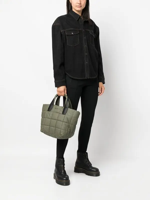 VEECOLLECTIVE Logo-print Quilted Tote Bag - Green