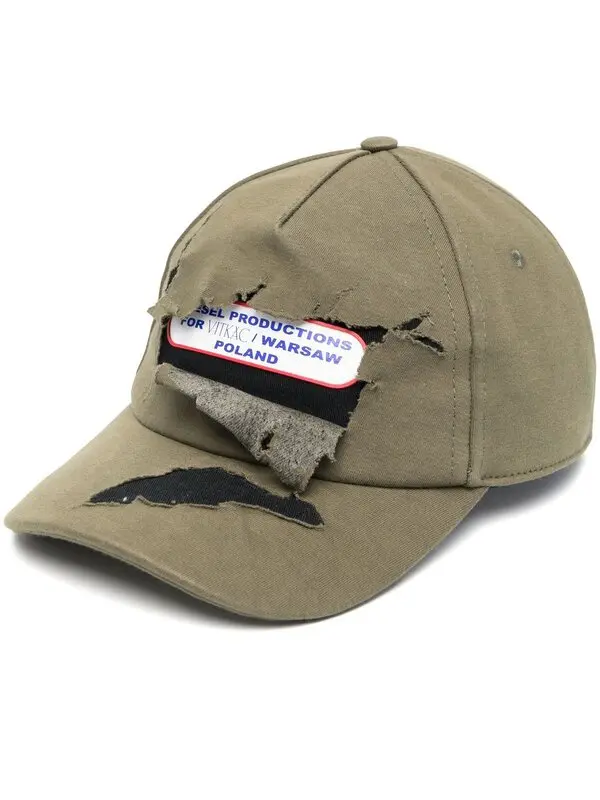 DIESEL® Distressed Logo Patch Cap - Green