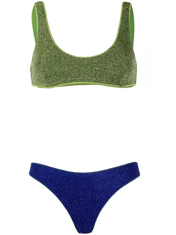 Oseree Shimmer Mix And Match Bikini Set - Green