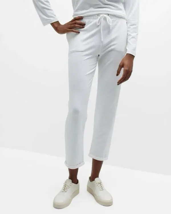 Majestic Filatures French Terry Cuffed Drawstring Pants - White