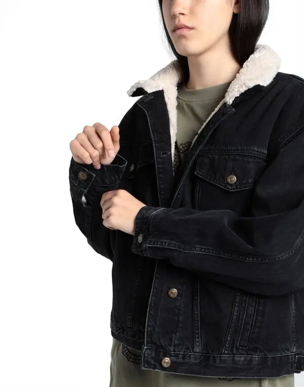 Topshop Denim Trucker Jacket With Sherpa Interior