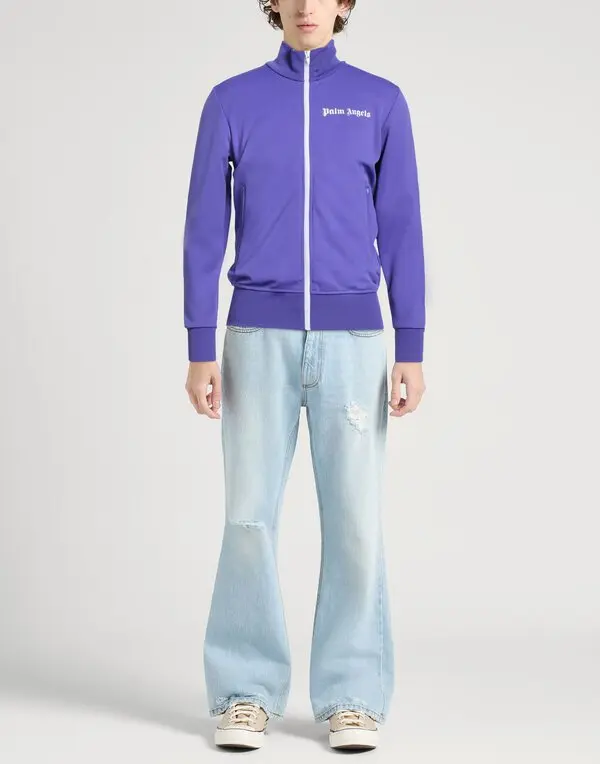 Palm Angels Zippered Long Sleeve Sweatshirt - Purple