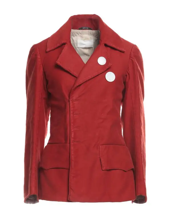 MAISON MARGIELA Cotton Blazer With Brooch - Brick Red