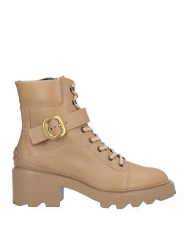 TOD'S Leather Lace-up Ankle Boots - Beige