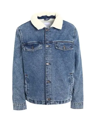 Topman Borg Collar Denim Trucker Jacket