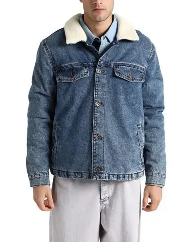 Topman Borg Collar Denim Trucker Jacket