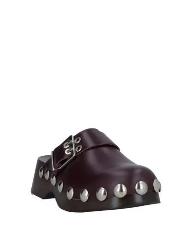 GANNI Leather Clogs - Burgundy