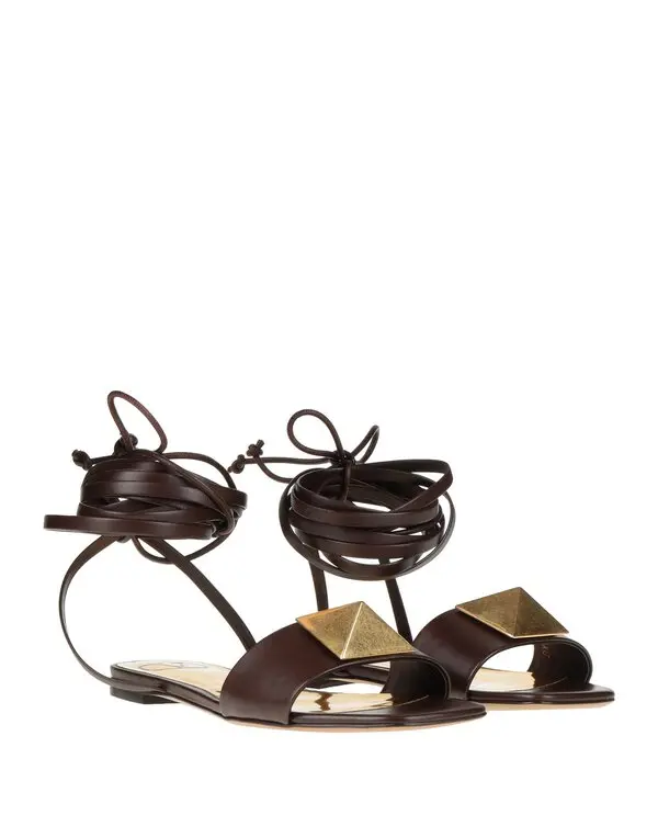 Valentino Garavani Dark Leather Sandals - Brown