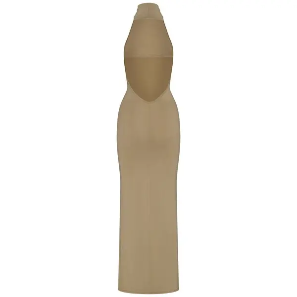 SKIMS Smooth Lounge Low Back Halter Dress - Khaki