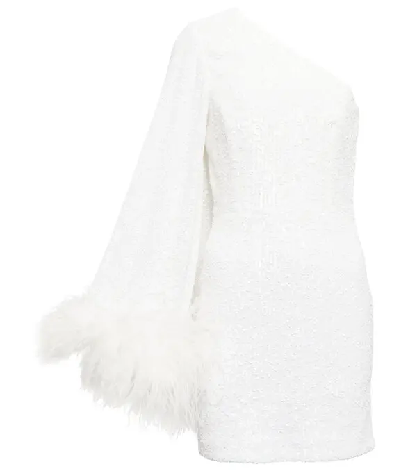 Rebecca Vallance Davina Feather-trimmed Minidress - White