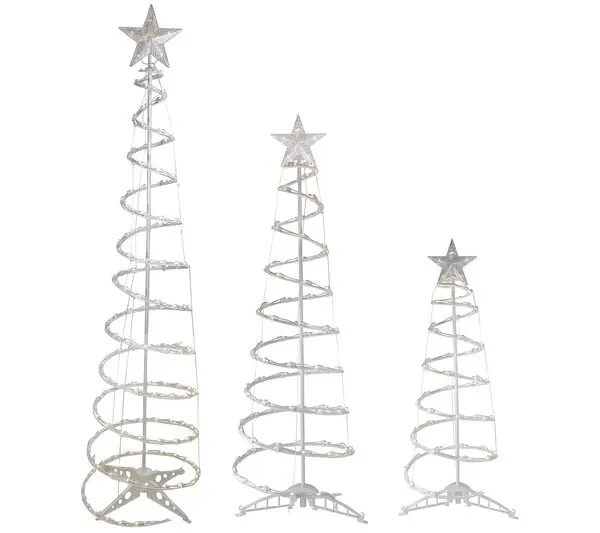 NORTHLIGHT S/3 Clear Lit Spiral Christmas Trees 3', 4' & 6 - One-color