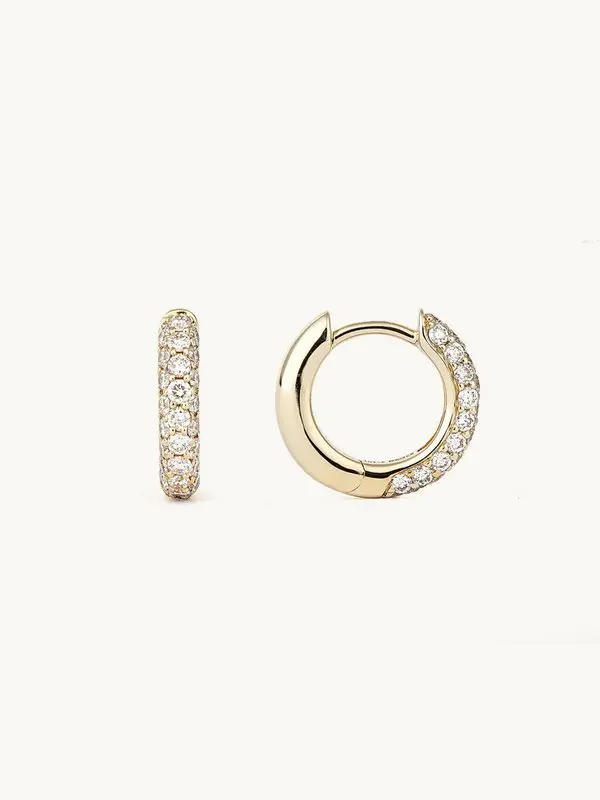 ENGELBERT Classic Creoles Pavé 18k Gold Diamond Earrings - 18k Gold,diamonds